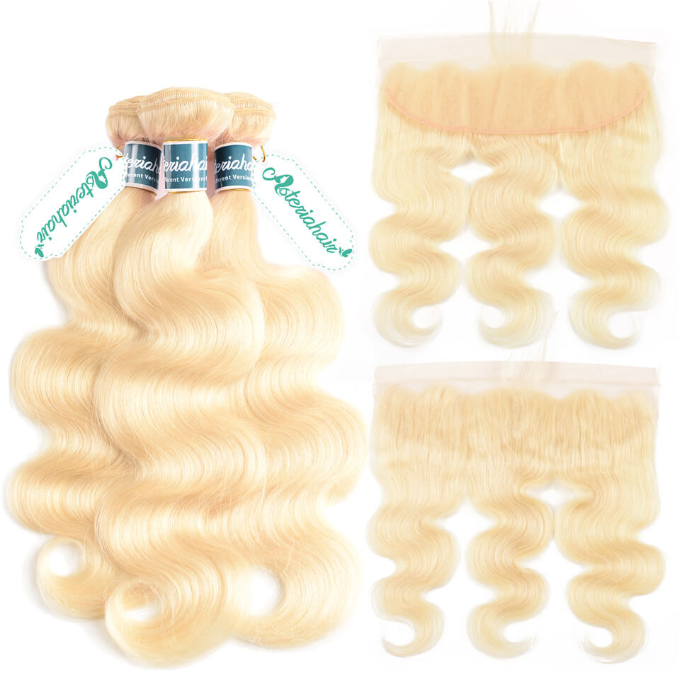 613 Body Wave Weave Bundles With 13*4 Blonde Lace Frontal -Asteriahair