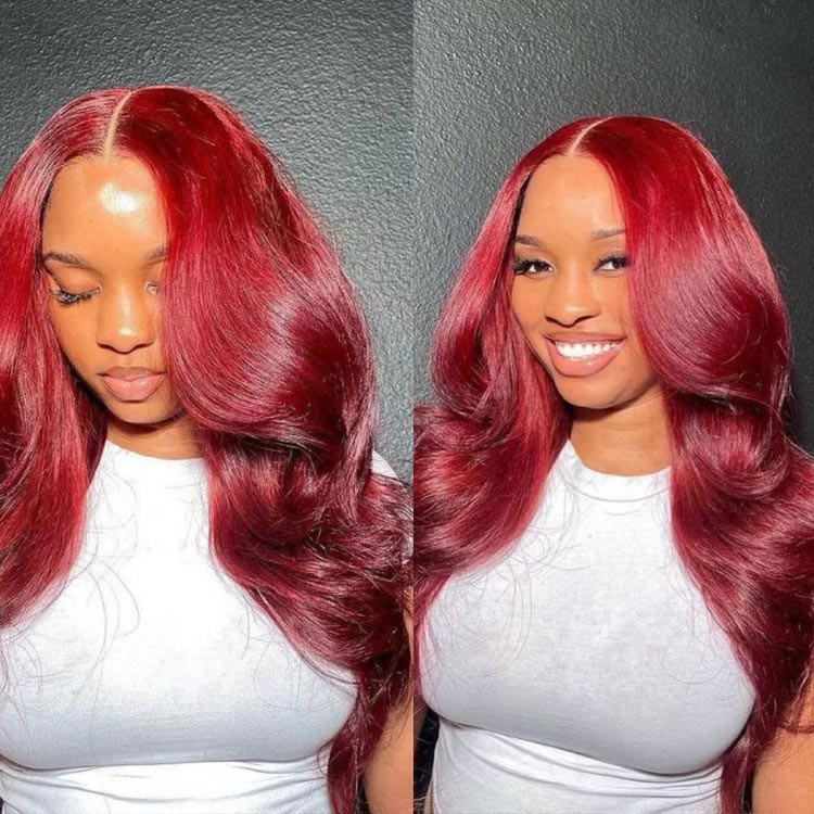 Colored Wigs 5x5 Closure Wig 99j Burgundy Hair Color Wig -Asteriahair