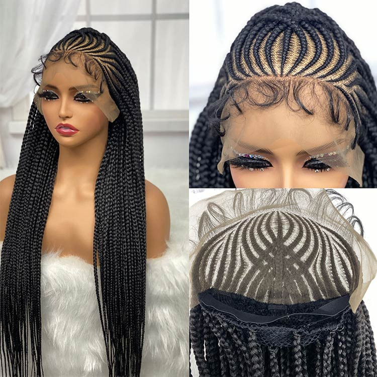 13x6 Lace Front Synthetic Braid Wigs Cornrow Braided Hair Wigs with ...