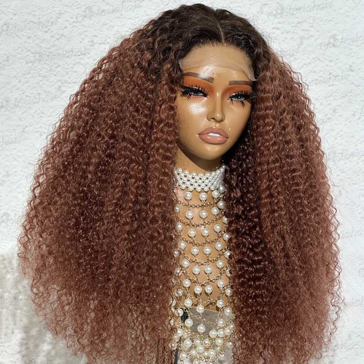 Auburn Wig Curly Lace Wig Glueless Wigs Human Hair Melt All Skin ...