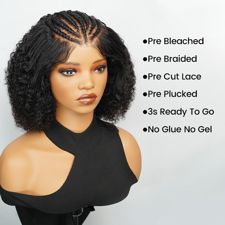 Ready To Go Wig - Glueless Pre-bleached Braided Curly HD Lace Closure ...
