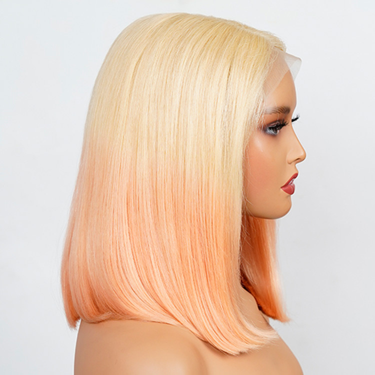 Sunset Blonde Pink Omber Lace Closure Wig Blunt Cut -Asteriahair