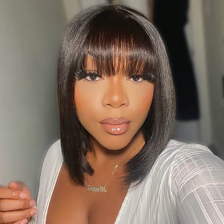 Straight Hair Bang Bob Versatile Full Lace Wig -Asteriahair
