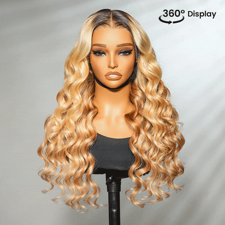 Natural Roots Mixed Blonde 13x6 Body Wave Highlight Lace Frontal Wigs ...
