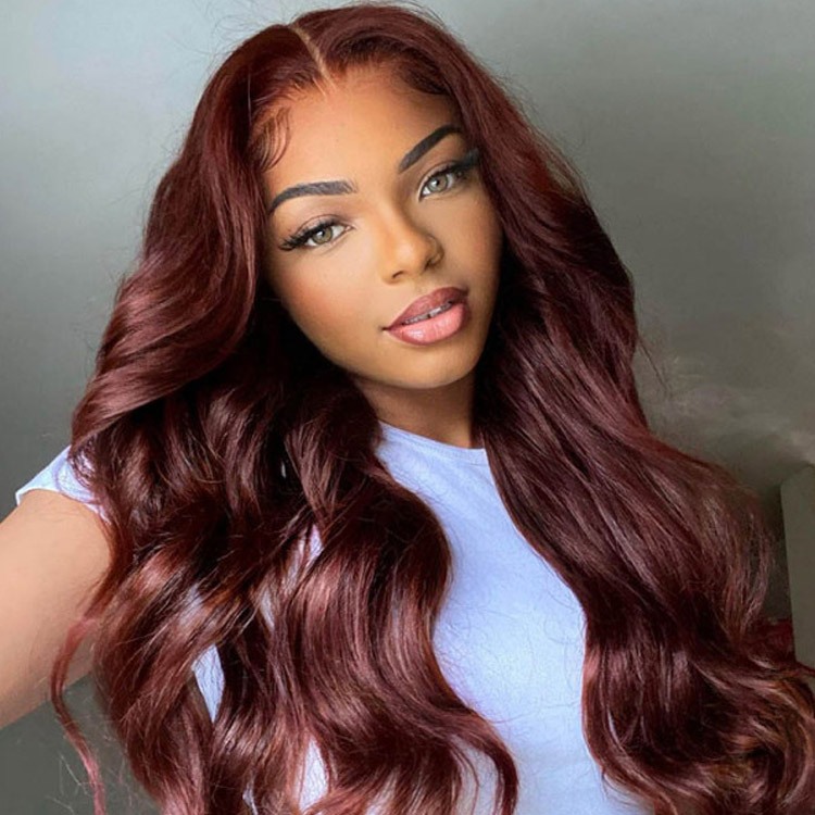Reddish Brown Wig Body Wave Hair Glueless Lace Wigs -Asteriahair