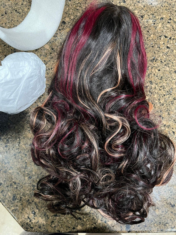 Burgundy And Auburn Mixed Highlights Glueless Closure Wig -Asteriahair