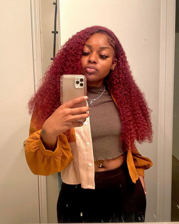 99j Hair Color Curly Hair Lace Front Wig -Asteriahair