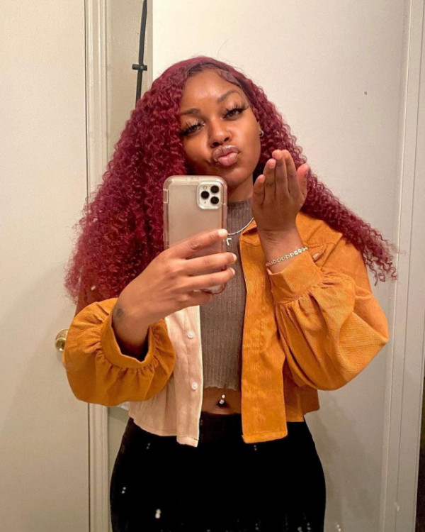 99j Hair Color Curly Hair Lace Front Wig -Asteriahair