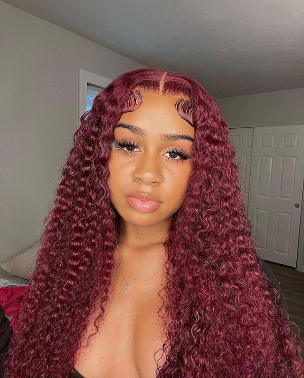 99j Hair Color Curly Hair Lace Front Wig -Asteriahair