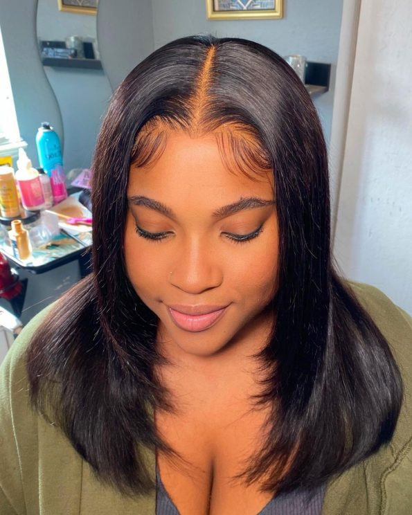 Straight Layered Wig Human Hair Glueless Lace Front Wigs -Asteriahair