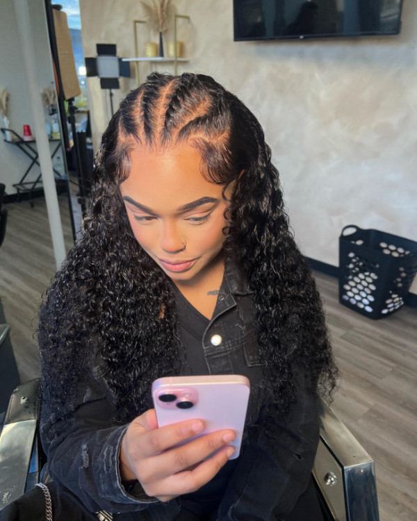 Deep Wave 100% Human Hair Braided Wigs Lace Front Wig -Asteriahair